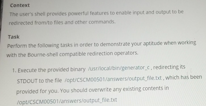 Solved Context The user's shell provides powerful features | Chegg.com