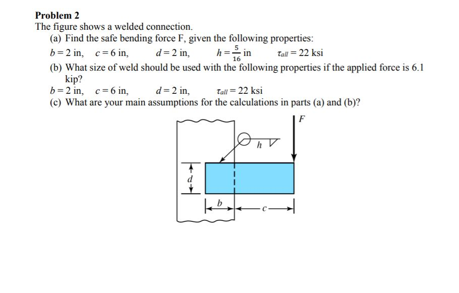 Solved Problem 2 The figure shows a welded connection. (a) | Chegg.com