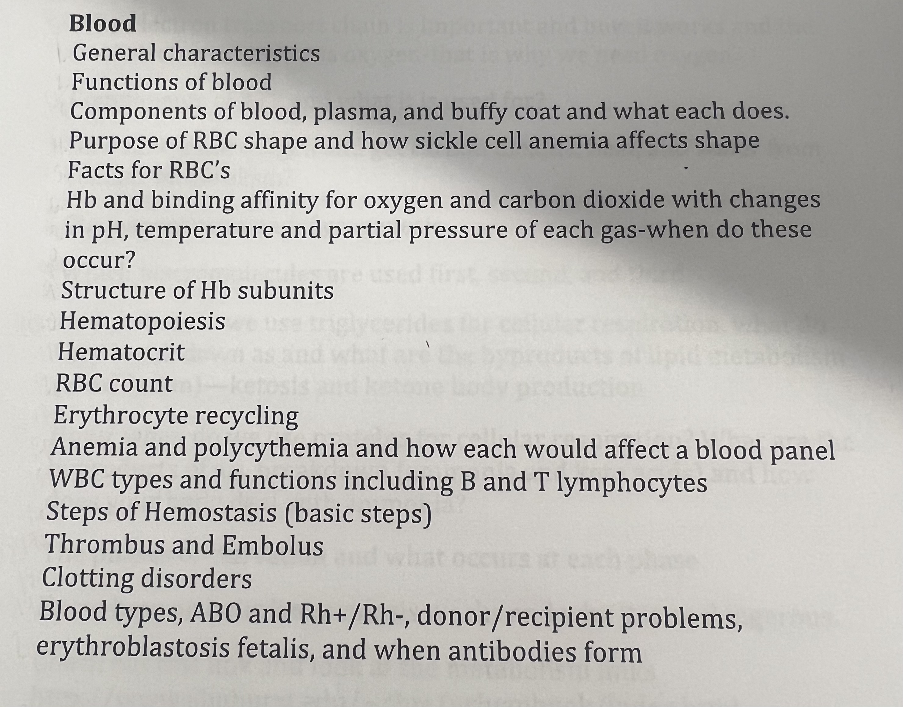 Solved BloodGeneral characteristicsFunctions of | Chegg.com