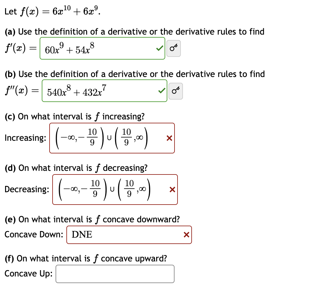 Solved Let f(x)=6x10+6x9. (a) Use the definition of a | Chegg.com