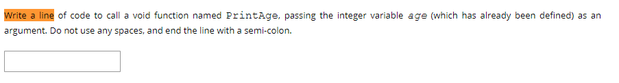 Solved Write A Line Of Code To Call A Void Function Named 