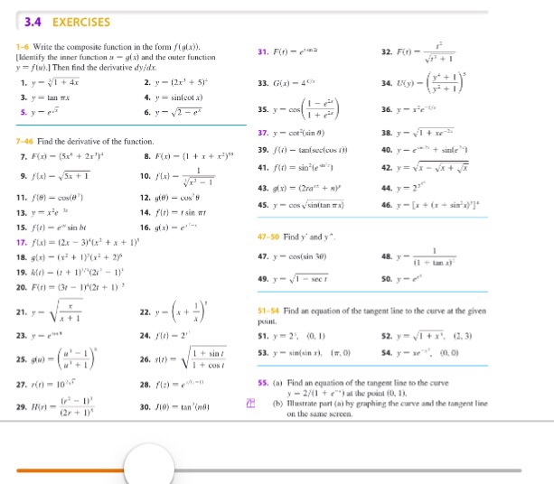 Solved 3.4 EXERCISES 1-6 Write the composite function in the | Chegg.com