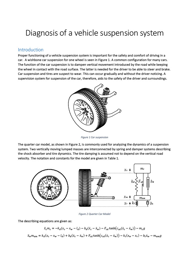 Solved Diagnosis of ﻿a vehicle suspension | Chegg.com
