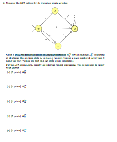 Solved 2. Consider the DFA defined by its transition graphs | Chegg.com