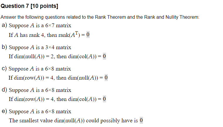 Solved Question 7 [10 points] Answer the following questions | Chegg.com