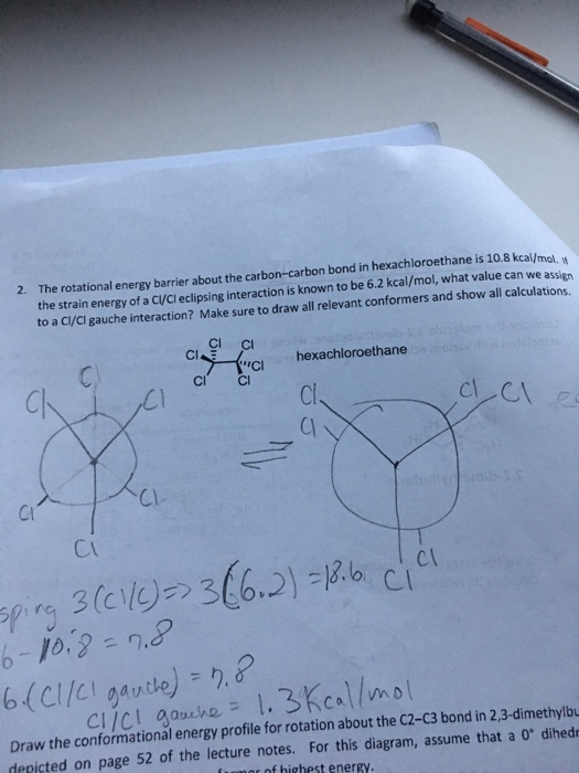 Solved 2. The rotational energy barrier about the | Chegg.com