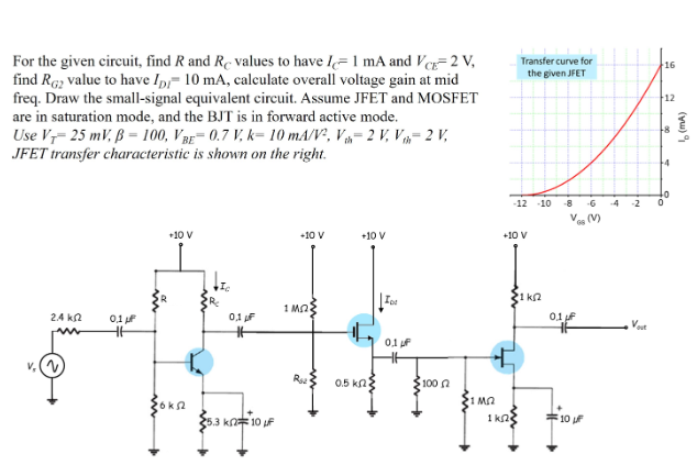 Solved For the given circuit, find R and RC values to have | Chegg.com