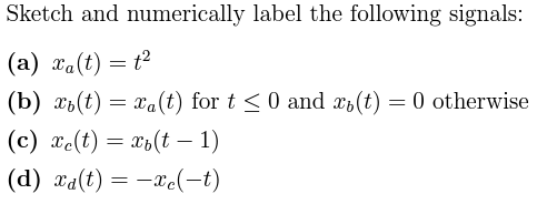 Solved Sketch and numerically label the following signals: | Chegg.com