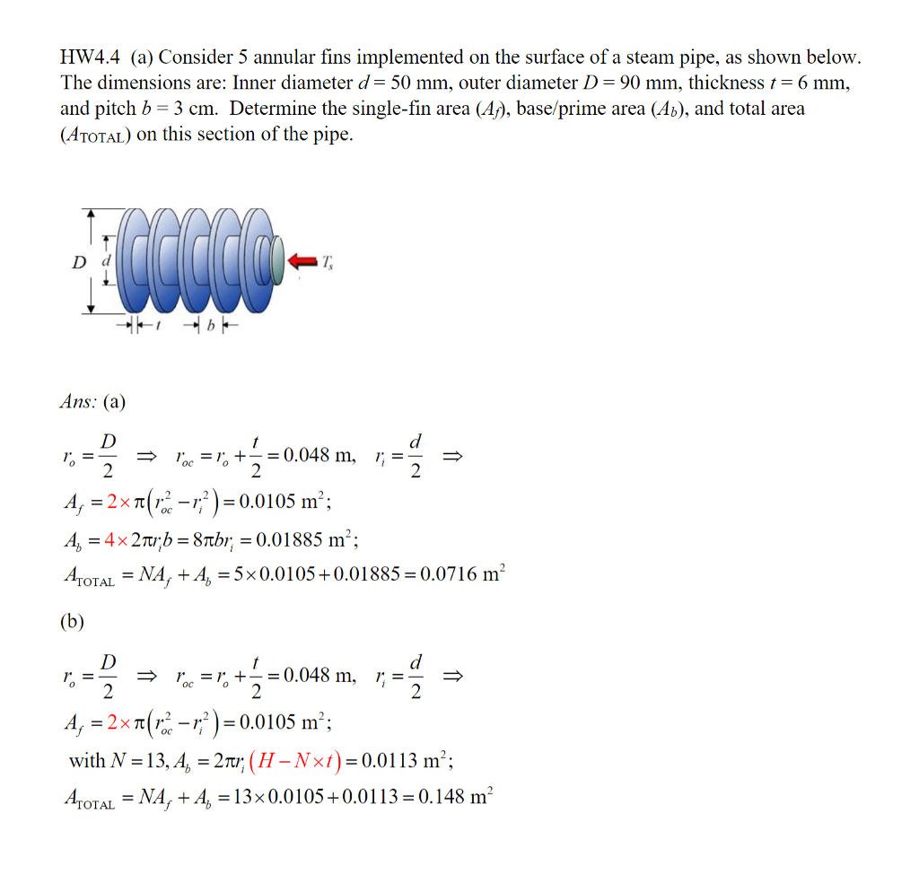 Solved HW4.4 (a) Consider 5 annular fins implemented on the | Chegg.com