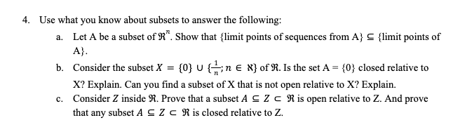 Solved 4. Use what you know about subsets to answer the | Chegg.com