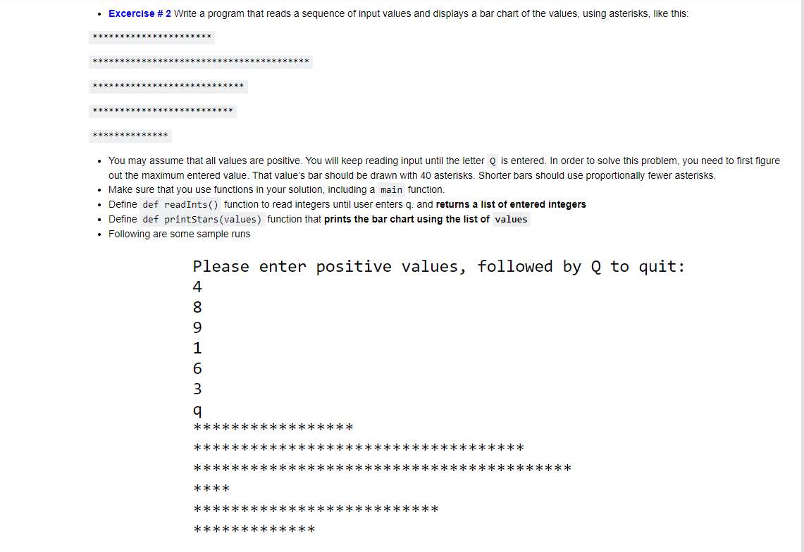 Solved • Excercise # 2 Write a program that reads a sequence | Chegg.com
