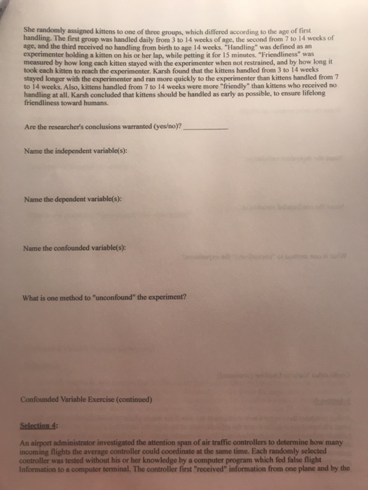 Solved Confound Exercise Name: Instruction: For each | Chegg.com