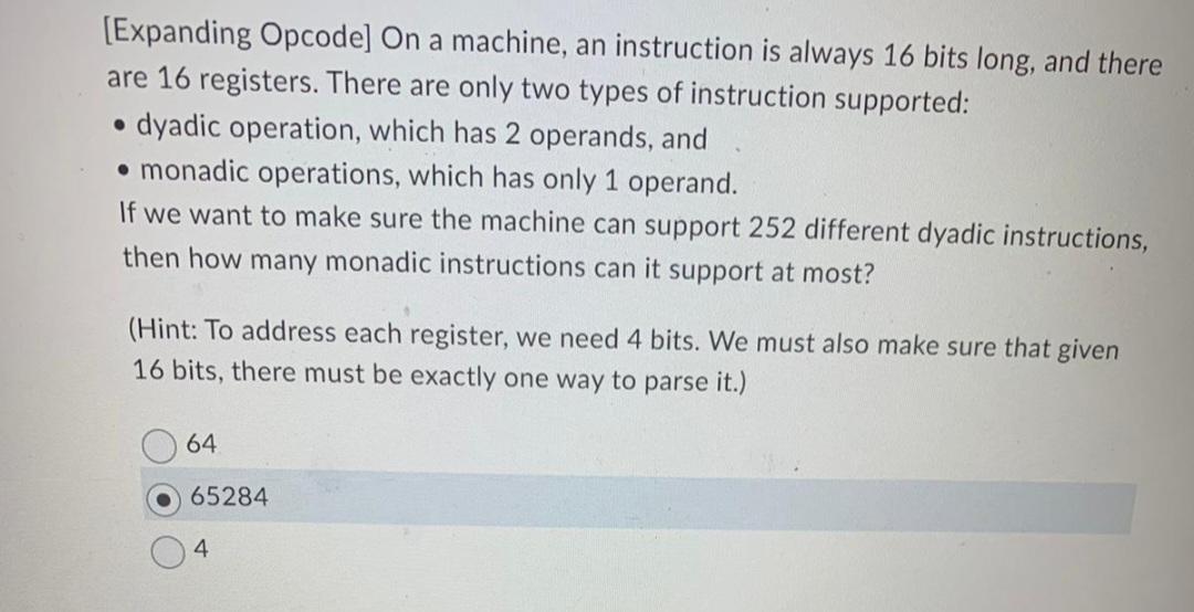 Solved [Expanding Opcode] On a machine, an instruction is | Chegg.com