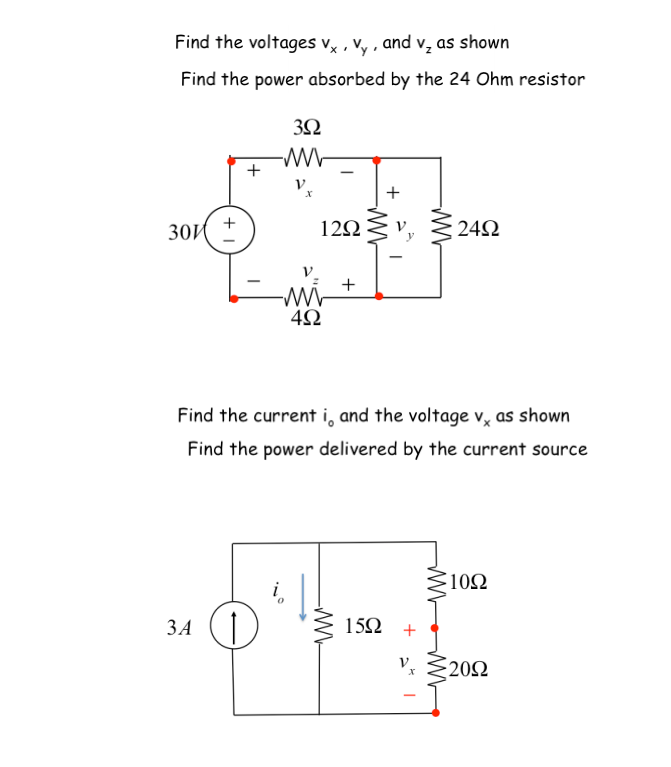 Solved Find the voltages Vx , Vy, and v, as shown Find the | Chegg.com