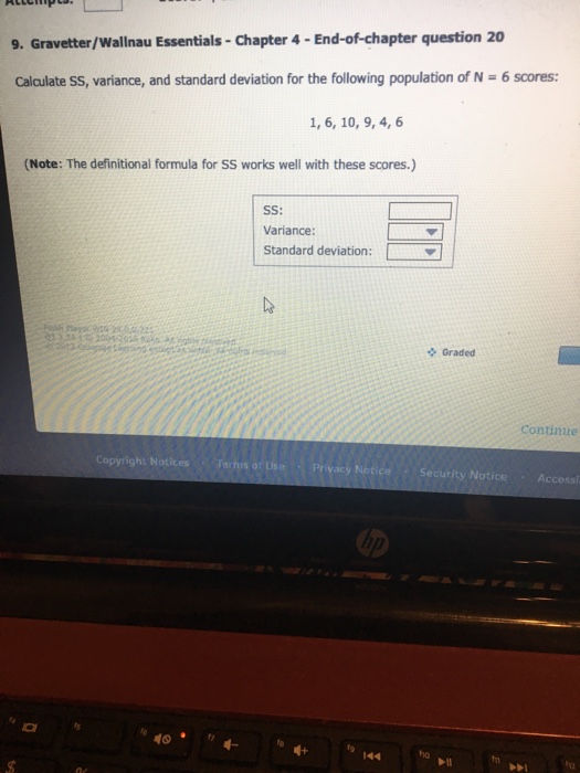 Solved Calculate SS, variance, and standard deviation for | Chegg.com