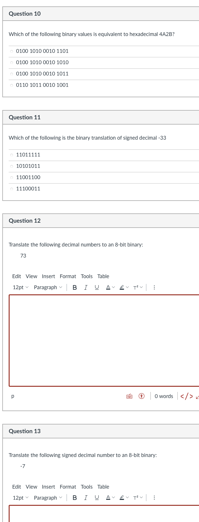 Solved Question 10 Which of the following binary values is | Chegg.com