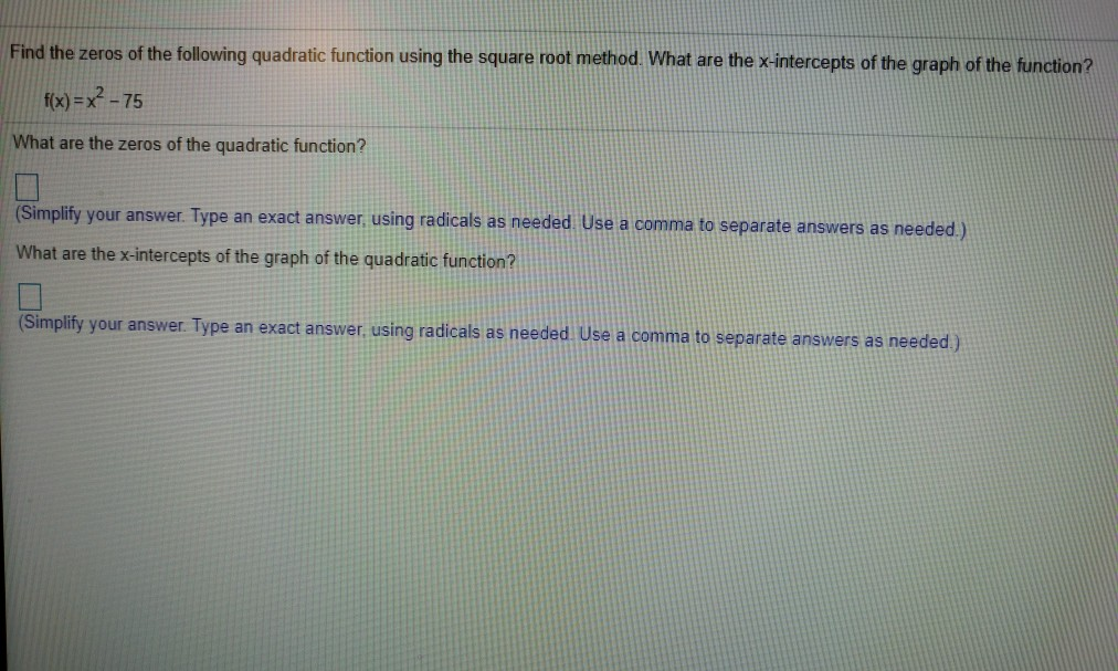 Solved Find the zeros of the following quadratic function | Chegg.com