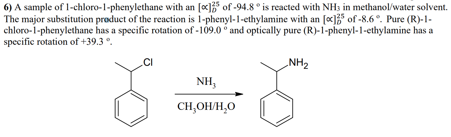 Solved a) Calculate the % enantiomeric excess of the | Chegg.com