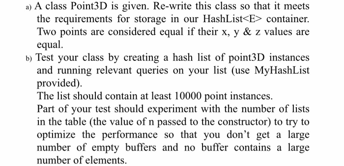 Solved a) A class Point3D is given. Re-write this class so | Chegg.com