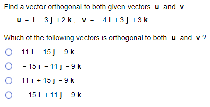 Solved Find a vector orthogonal to both given vectors u and | Chegg.com