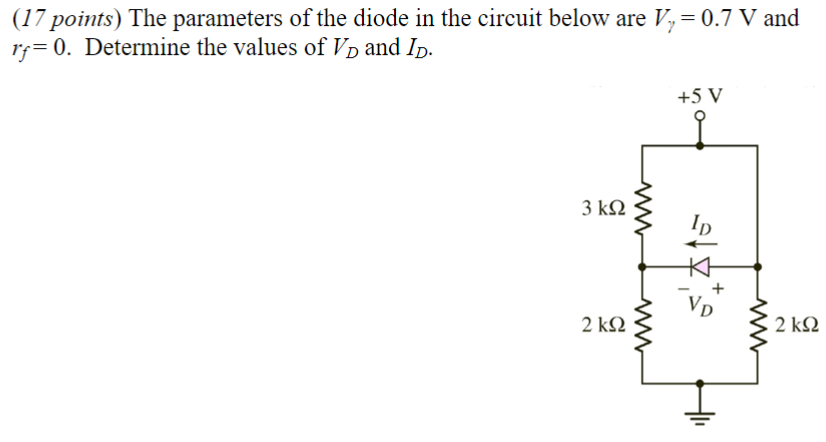 Solved (17 points) The parameters of the diode in the | Chegg.com