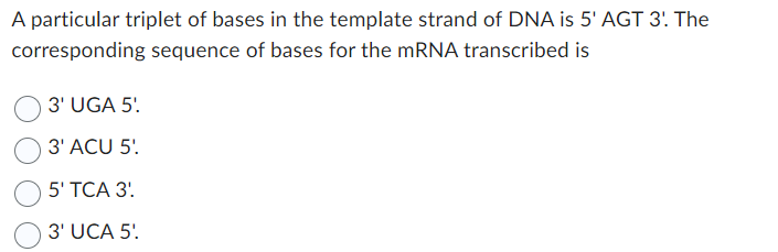 Solved answer this A particular triplet of bases in the | Chegg.com