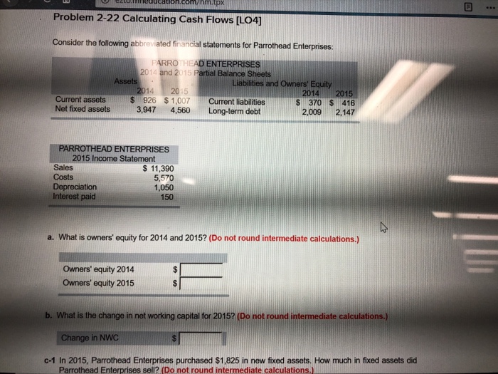Solved heducation.com/hmitpx Problem 2-22 Calculating Cash | Chegg.com