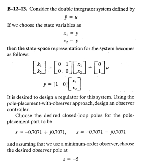 Solved B-12–13. Consider the double integrator system | Chegg.com