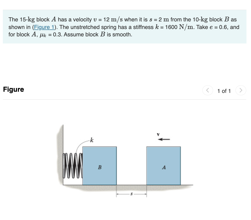 The 15-kg ﻿block A has a velocity v=12ms ﻿when it is | Chegg.com