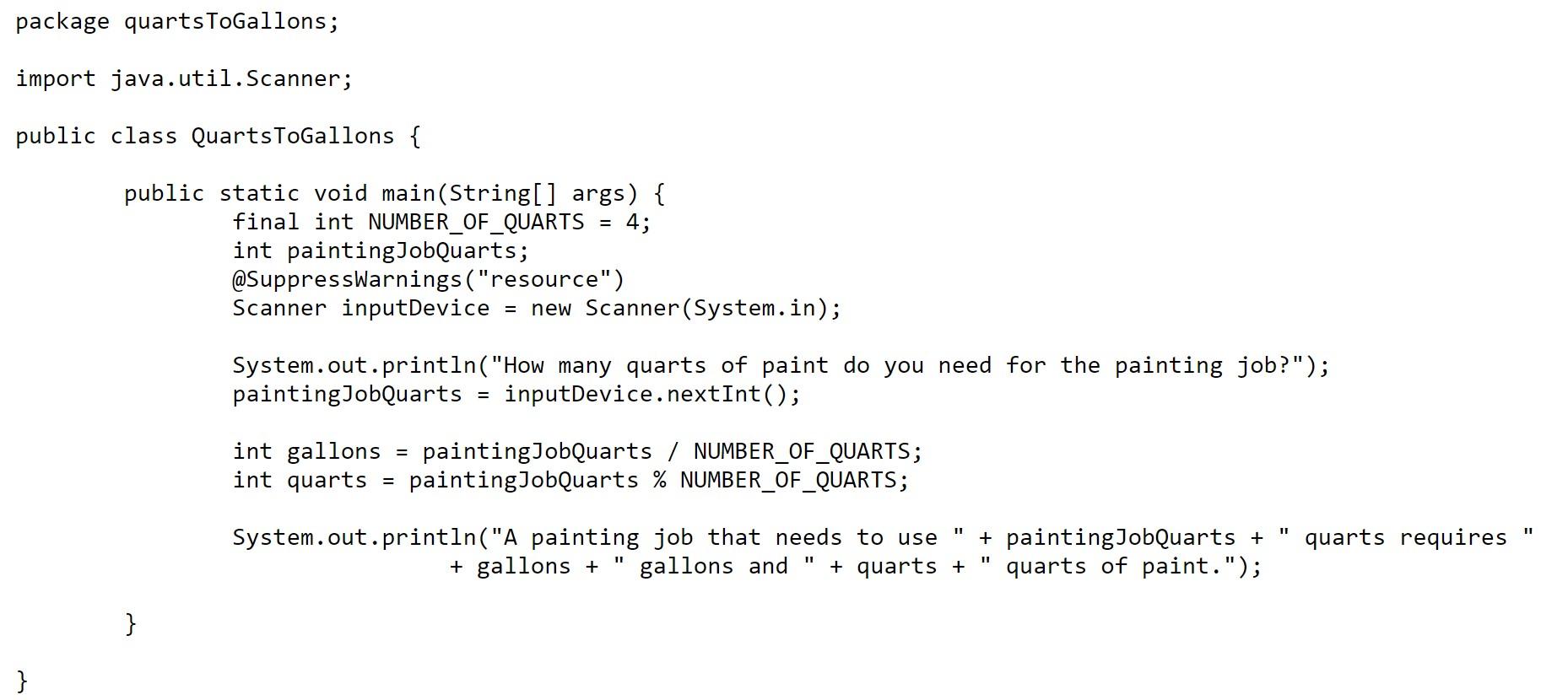 Solved package quartsToGallons; import java.util.Scanner; | Chegg.com