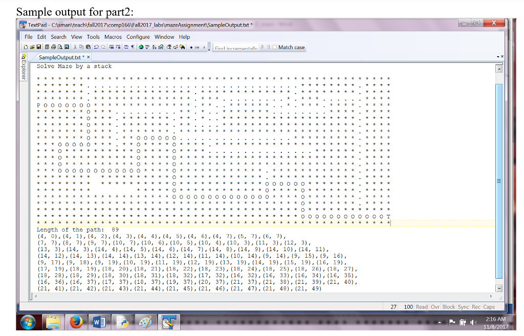Part 1. Check whether a maze has a solution or not | Chegg.com