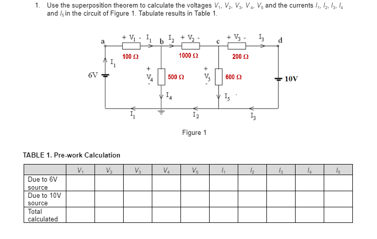 Solved 1. Use the superposition theorem to calculate the | Chegg.com