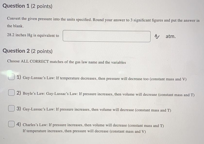 Solved Question 3 (2 points) Calculate the final volume (in | Chegg.com