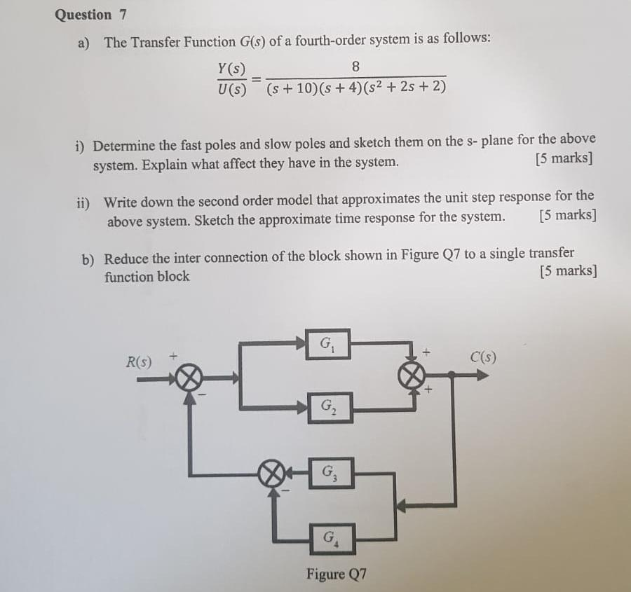 Solved Question 7 a) The Transfer Function G(s) of a | Chegg.com