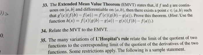 Solved 33. The Extended Mean Value Theorem (EMVT) states | Chegg.com