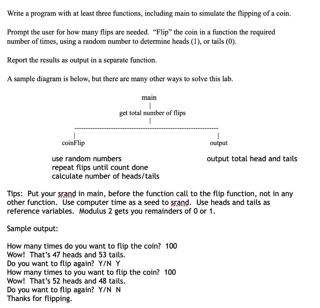 Solved Write a program with at least three functions, | Chegg.com