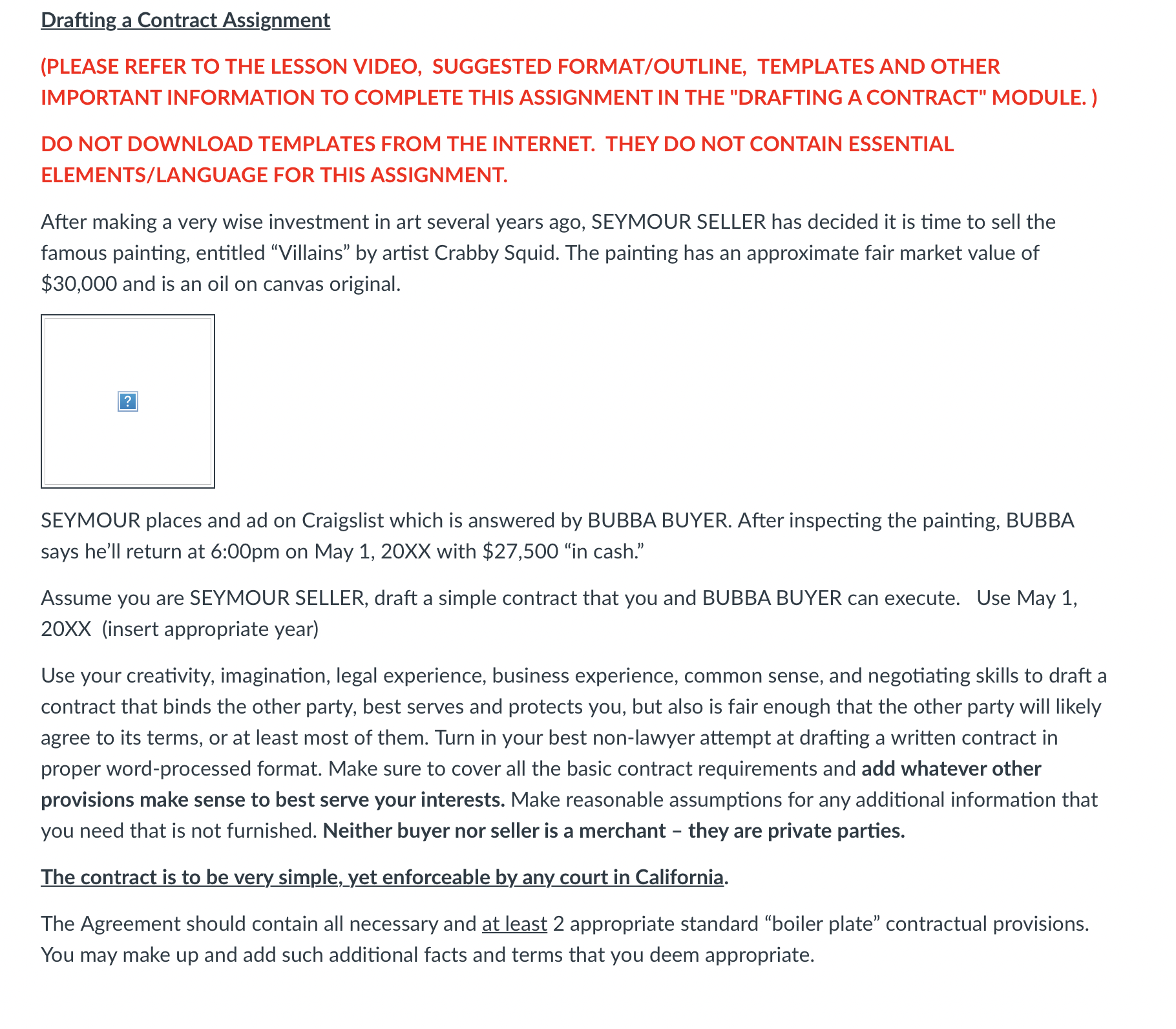 Drafting a Contract Assignment (PLEASE REFER TO THE | Chegg.com