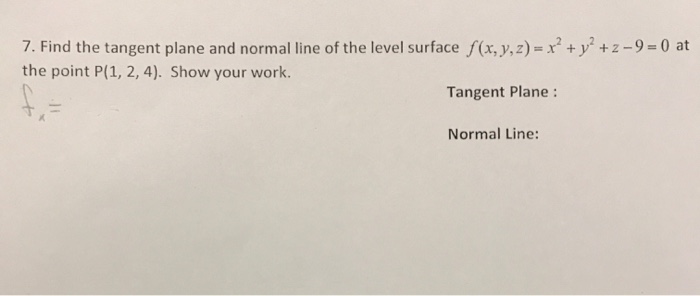 Solved Find the tangent plane and normal line of the level | Chegg.com