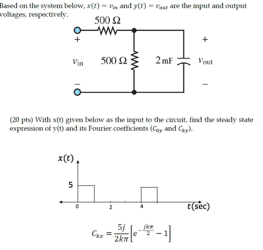 Solved Based on the system below, x(t)=vin and y(t)=vout | Chegg.com