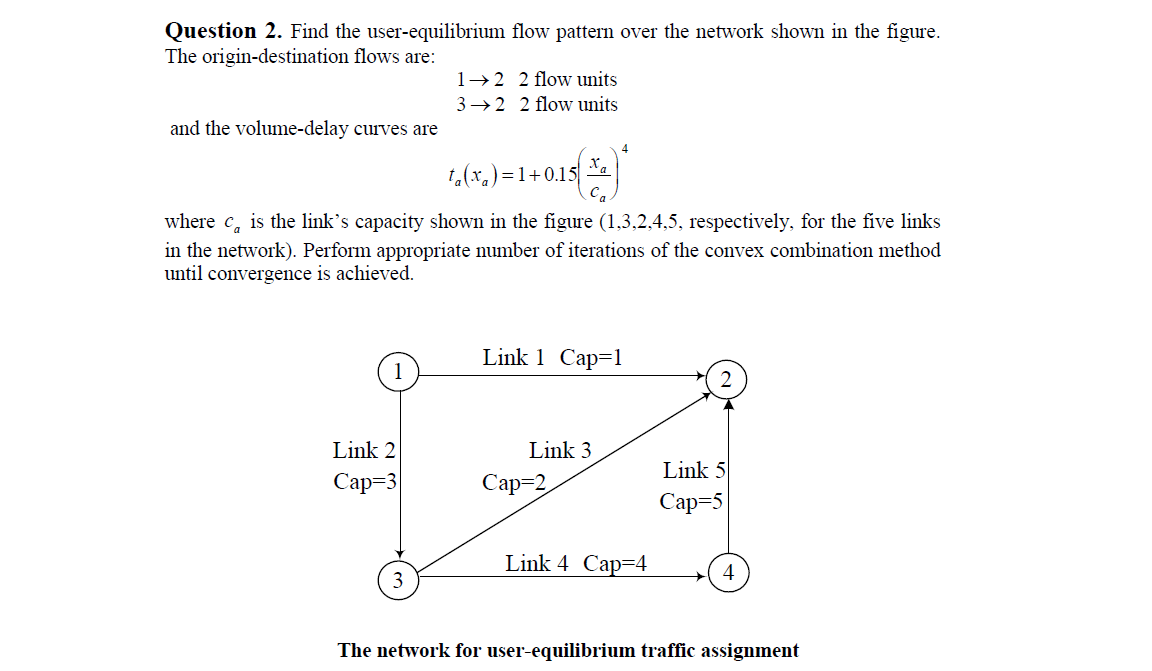 Solved Question 2. Find the user-equilibrium flow pattern | Chegg.com