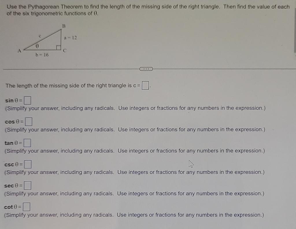 Solved Use the Pythagorean Theorem to find the length of the | Chegg.com