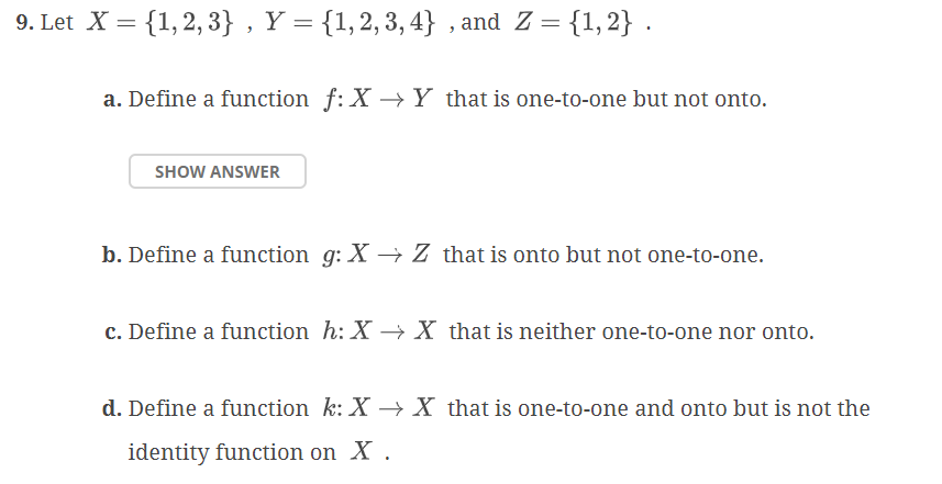Solved Let x={1,2,3},Y={1,2,3,4}, ﻿and Z={1,2}.a. ﻿Define a | Chegg.com
