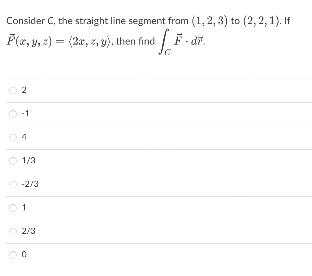 Solved Consider C, the straight line segment from (1,2,3) to | Chegg.com