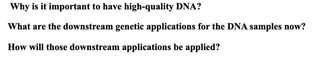 Solved Why is it important to have high-quality DNA? What | Chegg.com