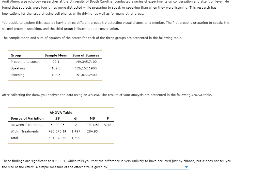 Solved Amit Almor, a psychology researcher at the University | Chegg.com