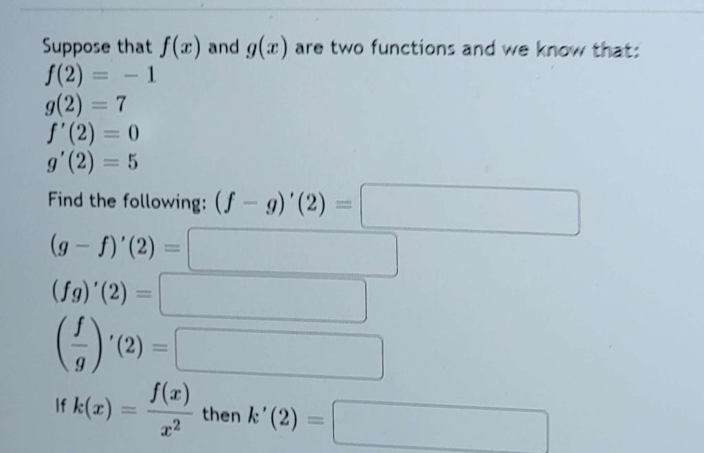 Solved Suppose that f(x) and g(x) are two functions and we | Chegg.com