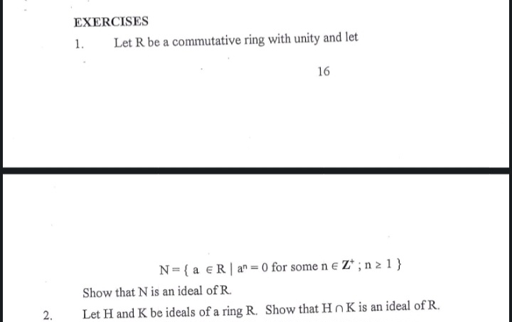 Solved EXERCISES 1. Let R be a commutative ring with unity | Chegg.com