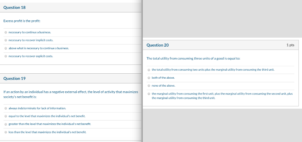 Solved Question 18 Excess profit is the profit: necessary to | Chegg.com