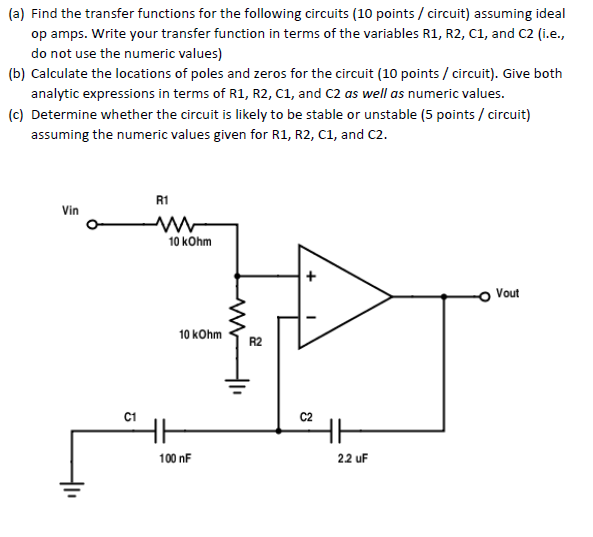Solved (a) Find the transfer functions for the following | Chegg.com