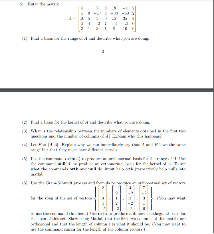 Solved 2. Enter the matrix | Chegg.com